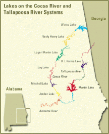 Coosa River in Alabama is named after two Native American towns ...