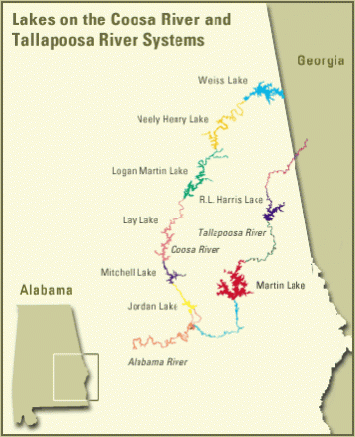 Coosa River in Alabama is named after two Native American towns ...