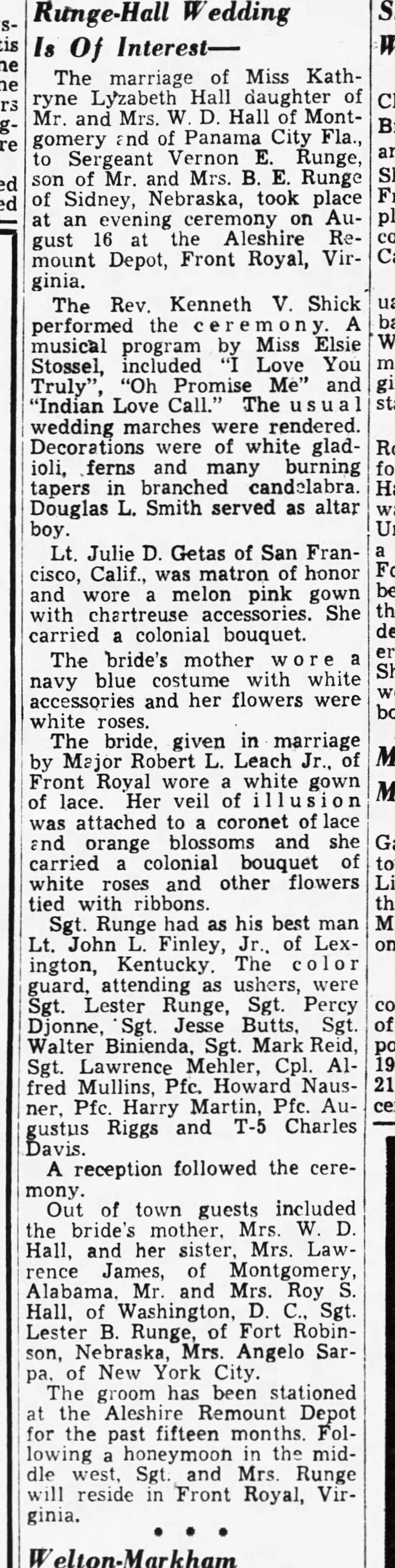 News Clippings Williams, Fundaburk, Gregson, Foote, Bliss, Runge, Hall ...