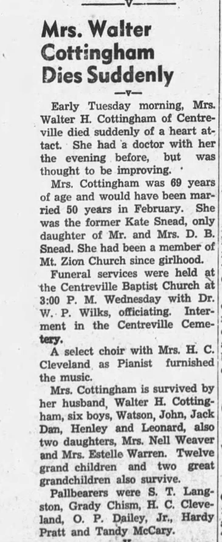 Updated with news clippings -BIOGRAPHY: Walter Harrison Cottingham ...